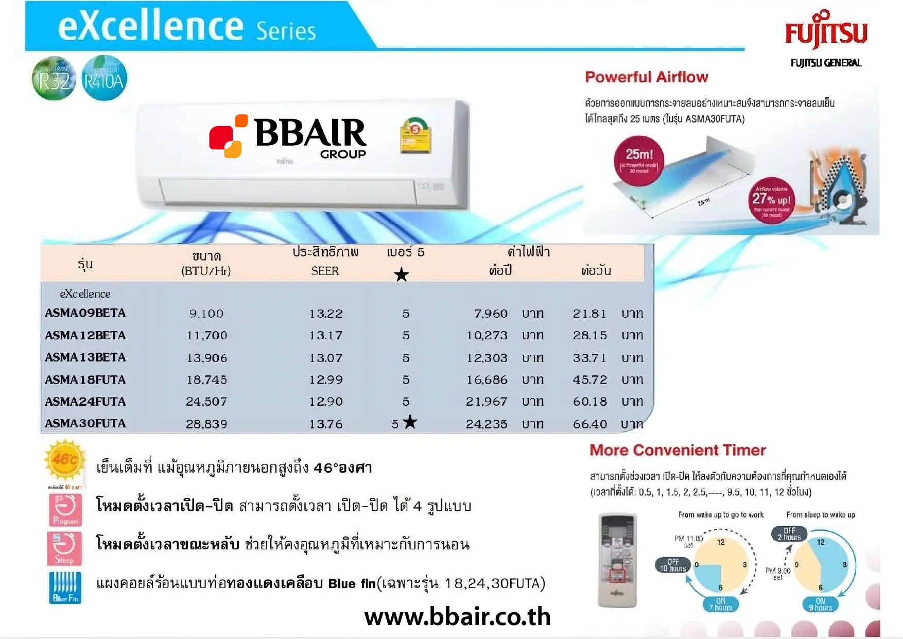 FUJITSU EXCELLENCE ASMA SERIES พร้อมติดตั้ง – BBAIR