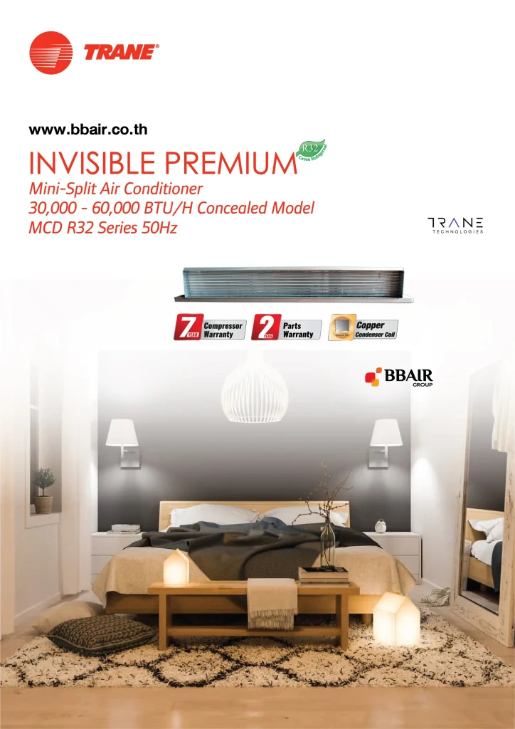 แอร์เทรน แบบแยกส่วนชนิดซ่อนในฝ้า INVISIBLE PREMIUM SERIES น้ำยาแอร์ R-32 เฉพาะเครื่อง - BBAIR